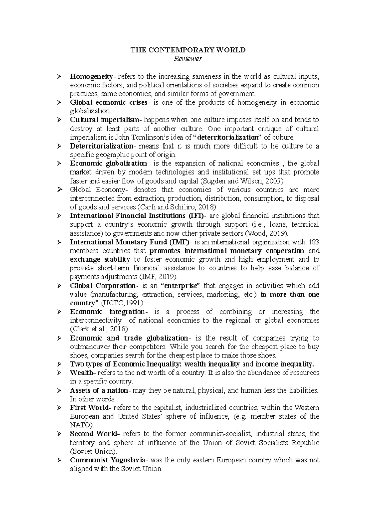 Reviewer - THE CONTEMPORARY WORLD Reviewer Homogeneity- refers to the ...