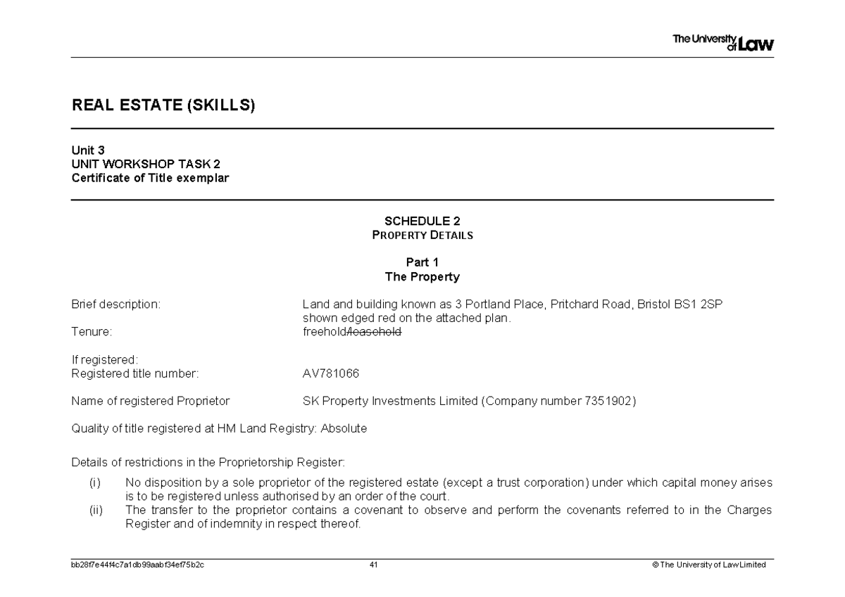Task 2 Wsp Exempler - Workshop 4 Task 2 Answer - REAL ESTATE (SKILLS) Unit 3 UNIT WORKSHOP TASK ...