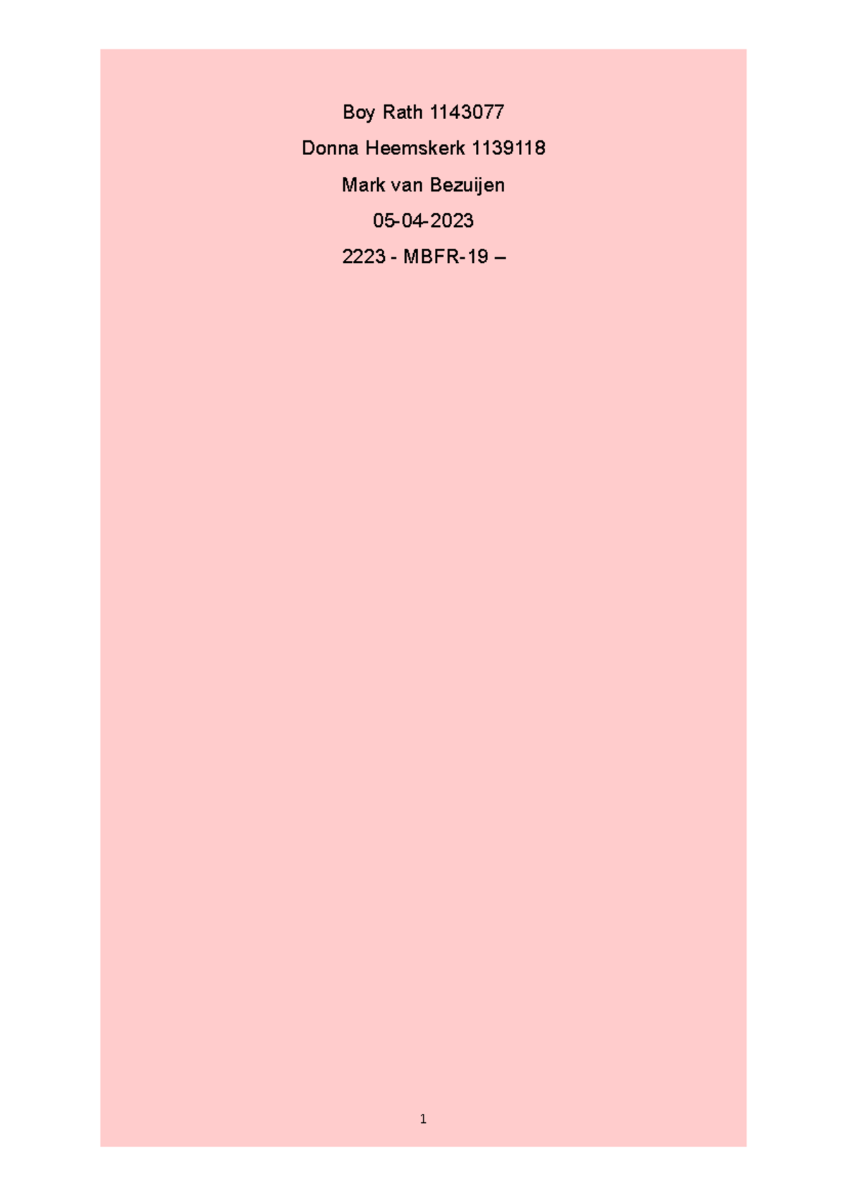 Financieel rijbewijs - Boy Rath 1143077 Donna Heemskerk 1139118 Mark ...