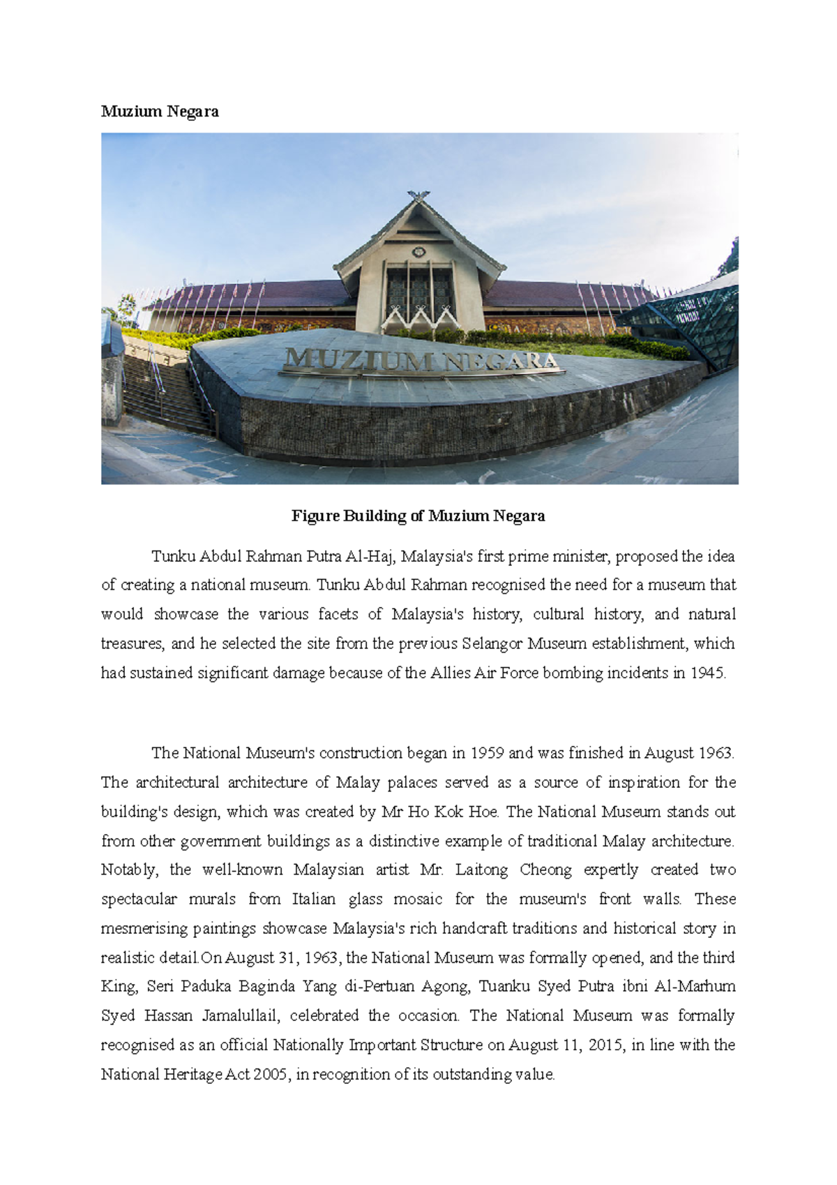 Muzium Negara - easy to understand - Muzium Negara Figure Building of ...