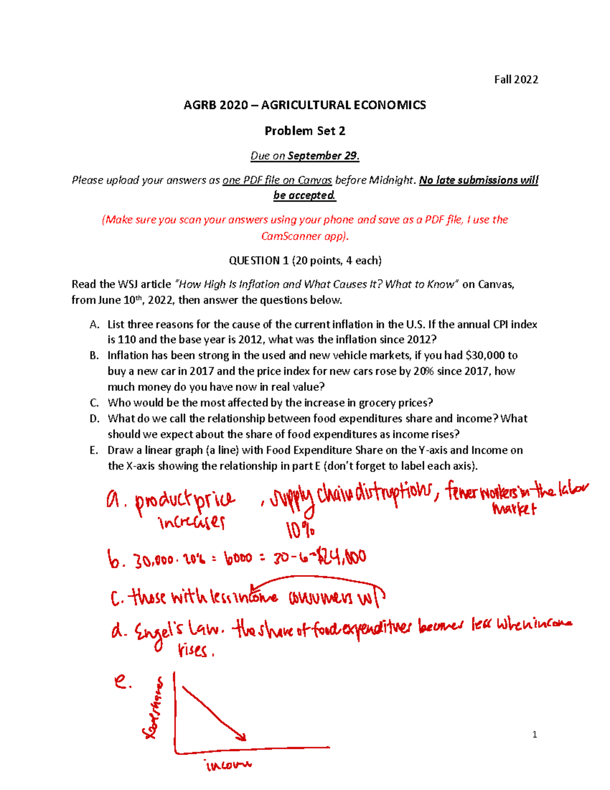 AGRB 2020 PS2 Fall 2022 - Questions for homework 2 - 1 Fall 2022 AGRB ...