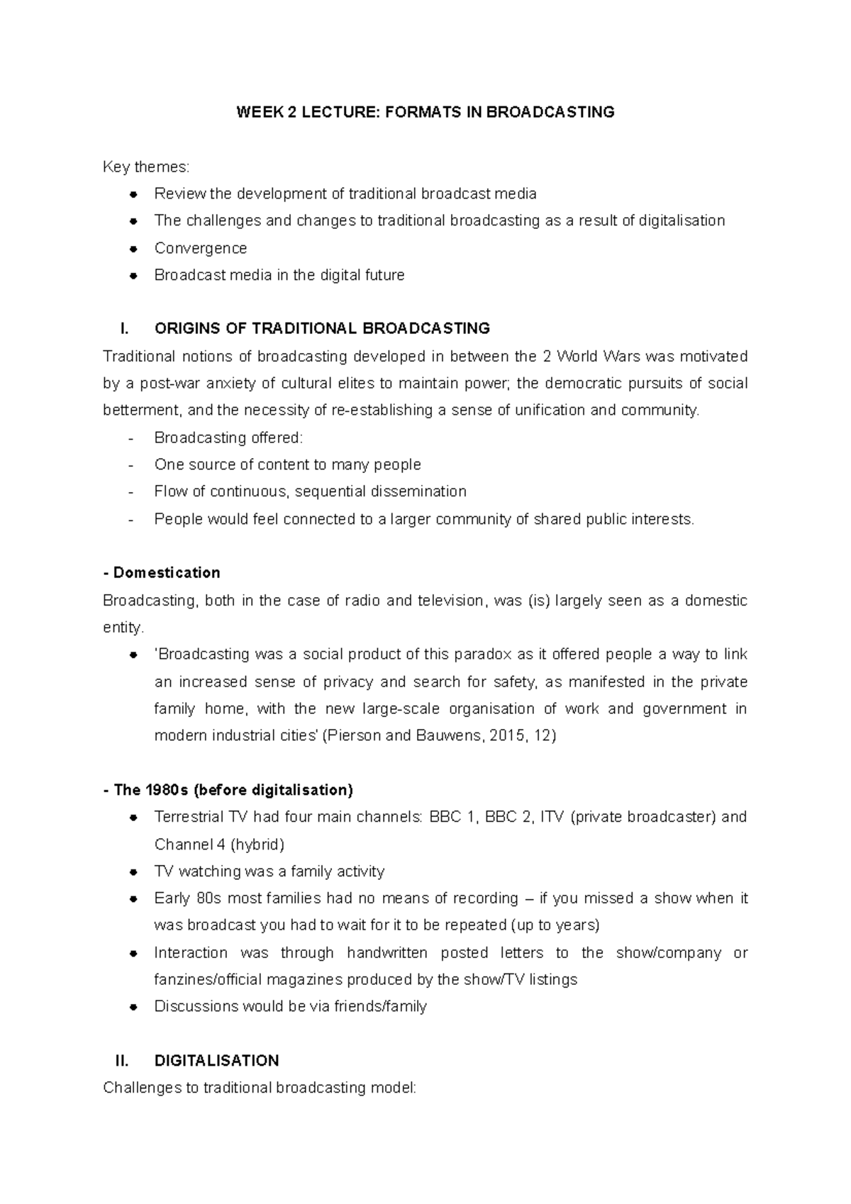 Broadcasting Week 2 Lecture - WEEK 2 LECTURE: FORMATS IN BROADCASTING ...