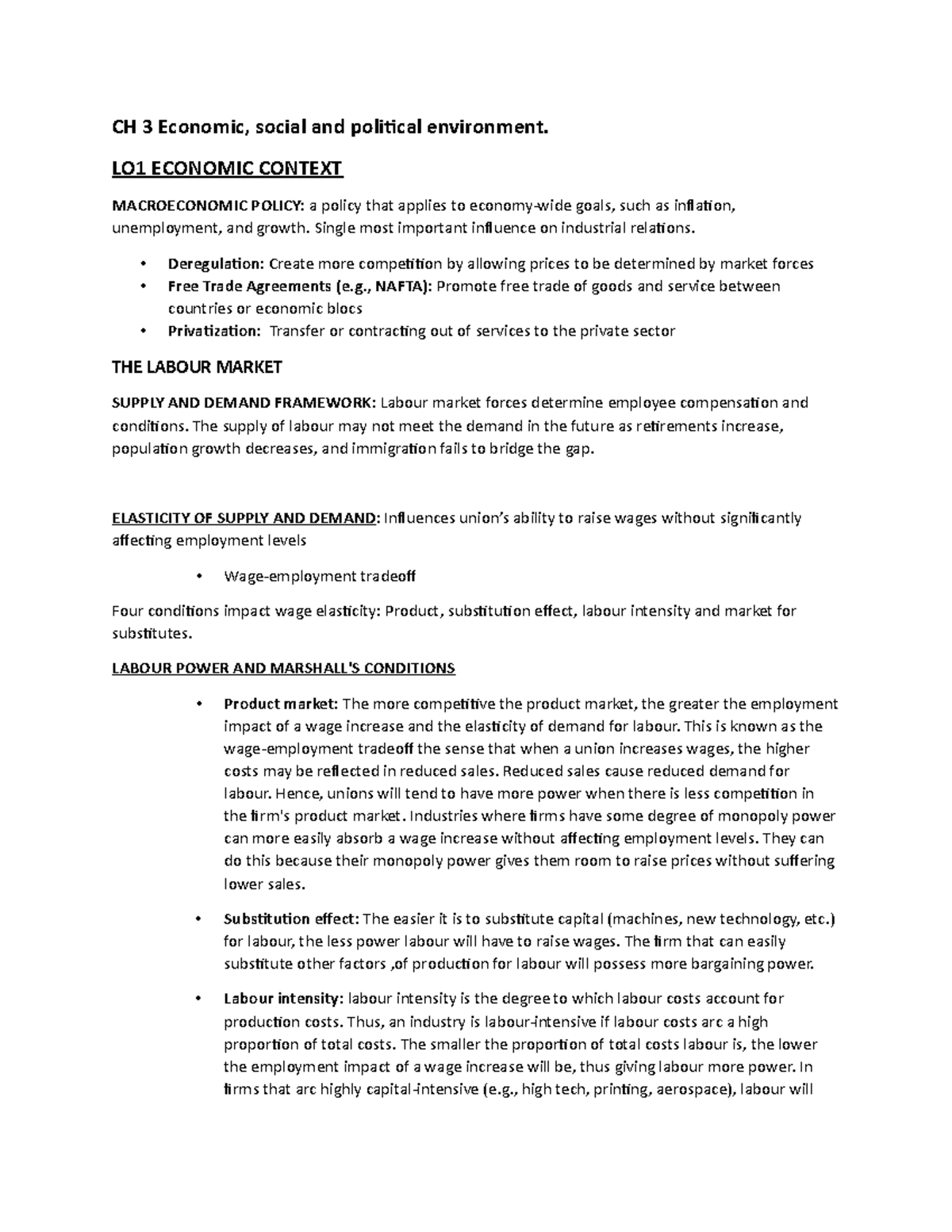 LR CH-3 - Lecture notes 3 - CH 3 Economic, social and political ...