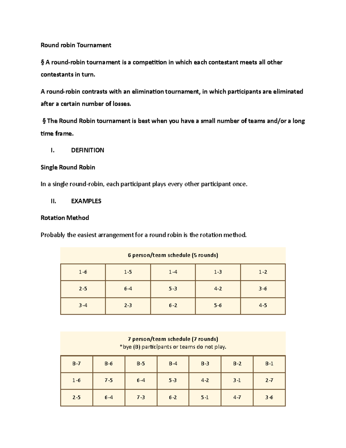 4 Single Round Robin - Lecture notes 1 - Round robin Tournament § A ...