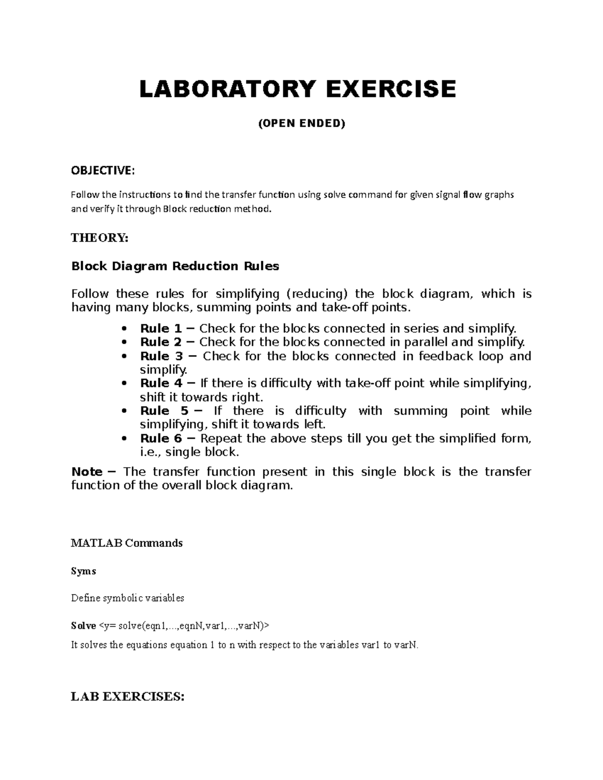 Cse open ended 3 - helpfull - LABORATORY EXERCISE (OPEN ENDED) OBJECTIVE: Follow the ...