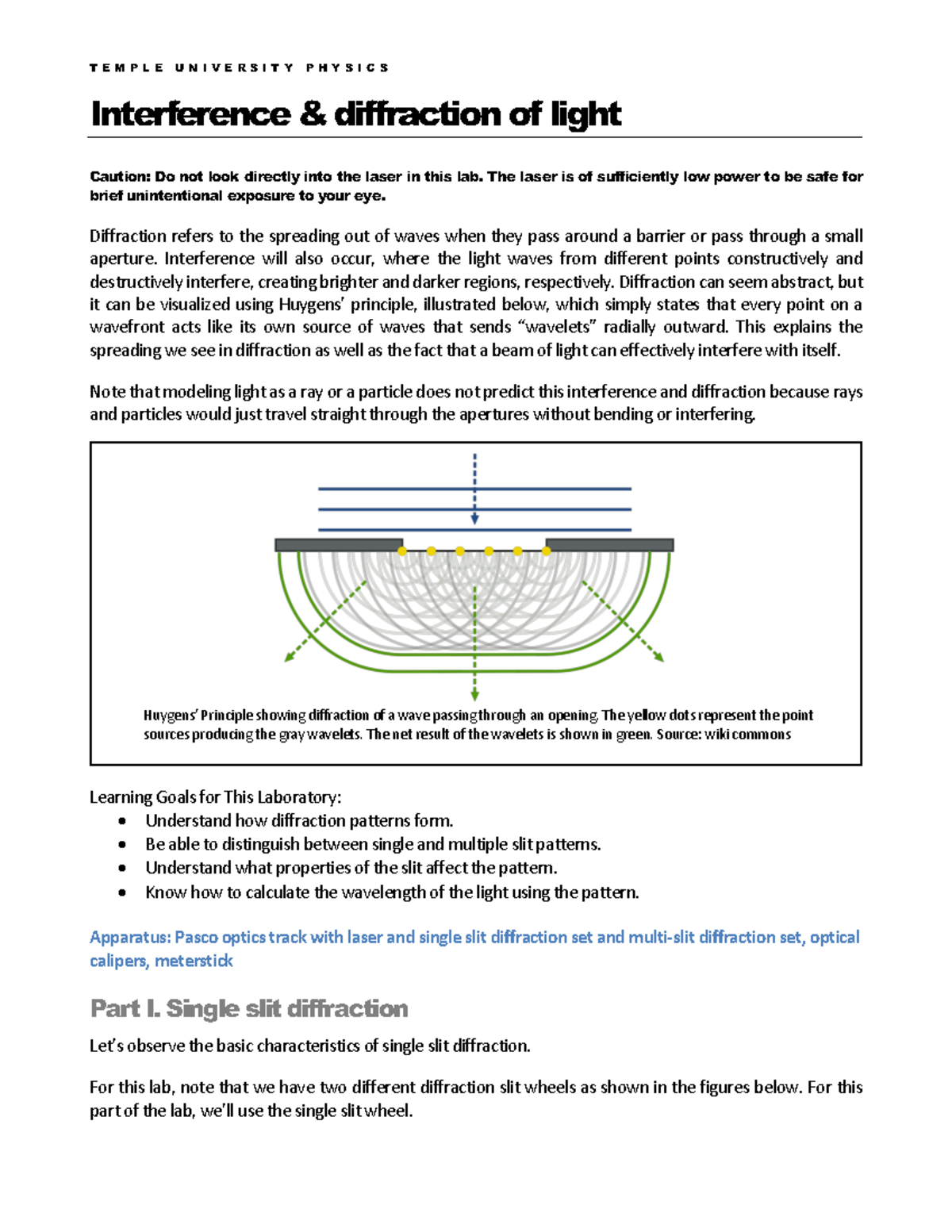 Interference and diffraction of light - Interference & diffraction of light Caution: Do not look ...