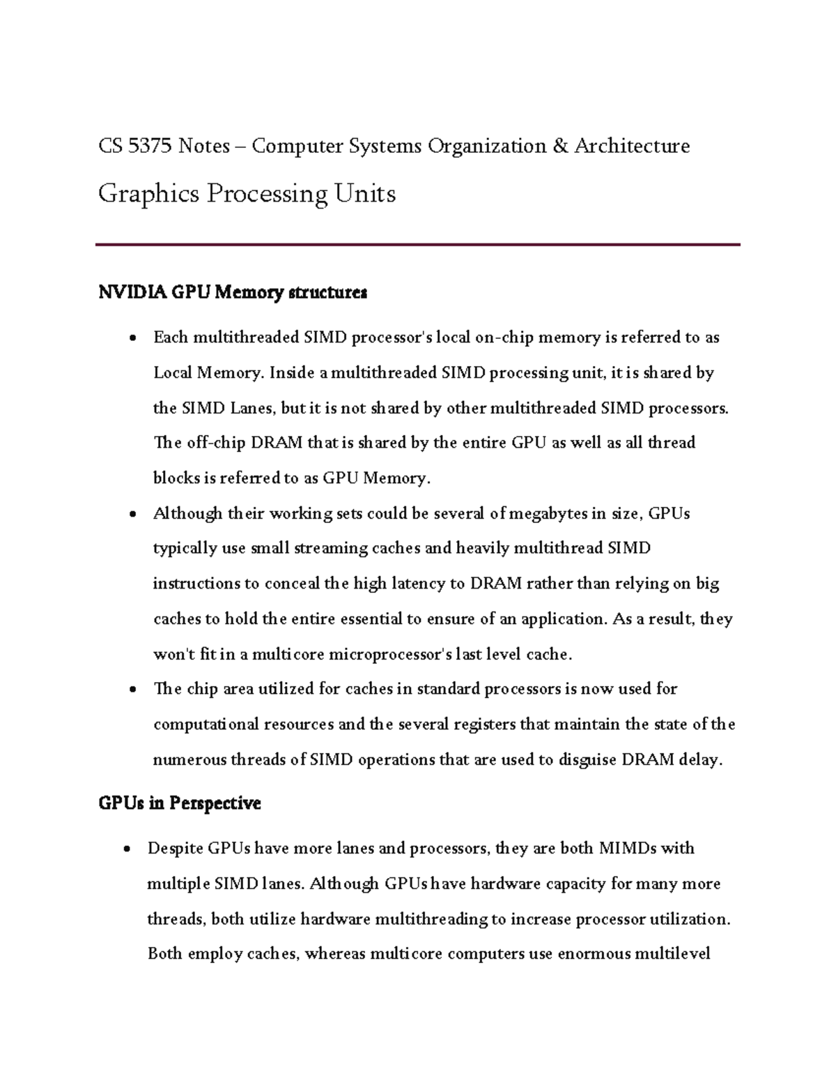 CS 5375 Review Notes - P36 - CS 5375 Notes – Computer Systems ...