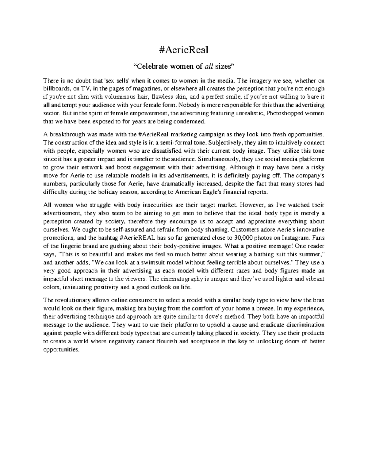 Purcom acadcom - purposive communication - #AerieReal “Celebrate women ...