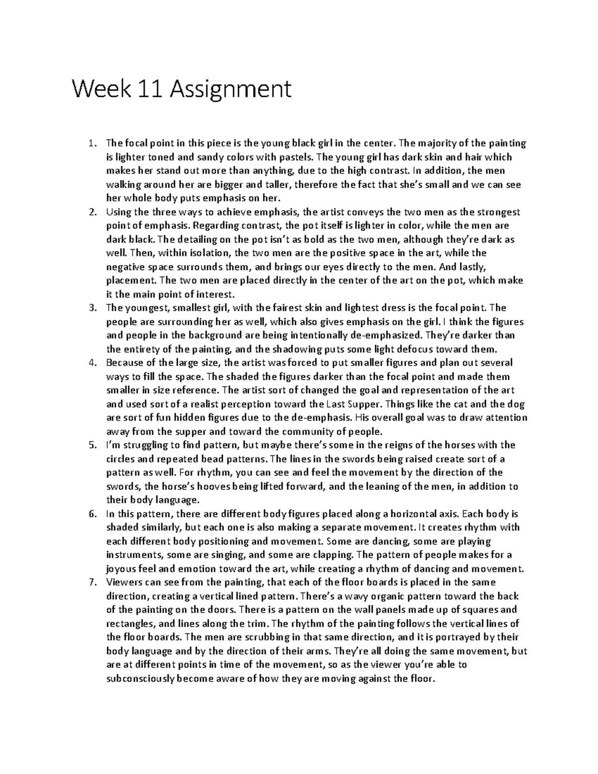 WEEK 11 Assignment - Professor Haworth - Week 11 Assignment Ellie Zyskowski The focal point in ...