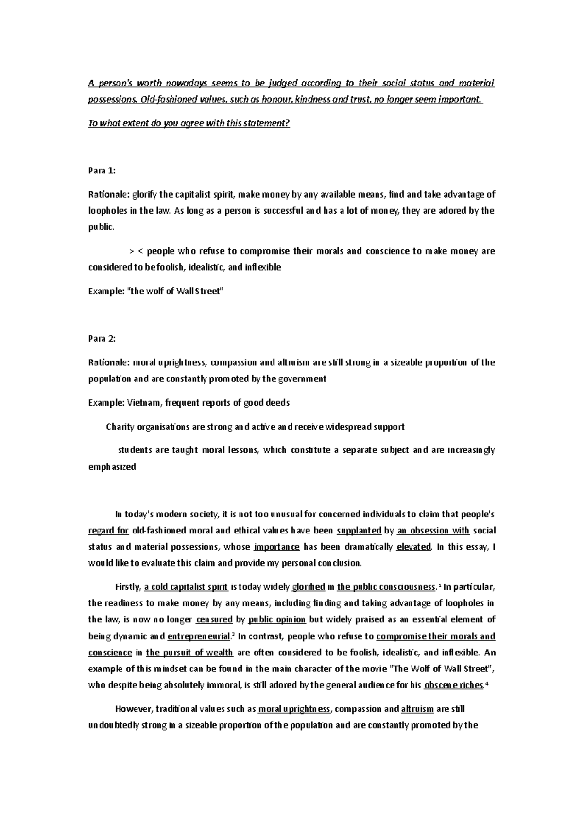 Essay 8 - A person's worth nowadays seems to be judged according to ...