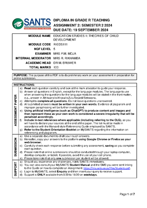 [Solved] Scenario You are a Grade R teacher explaining the concept ...