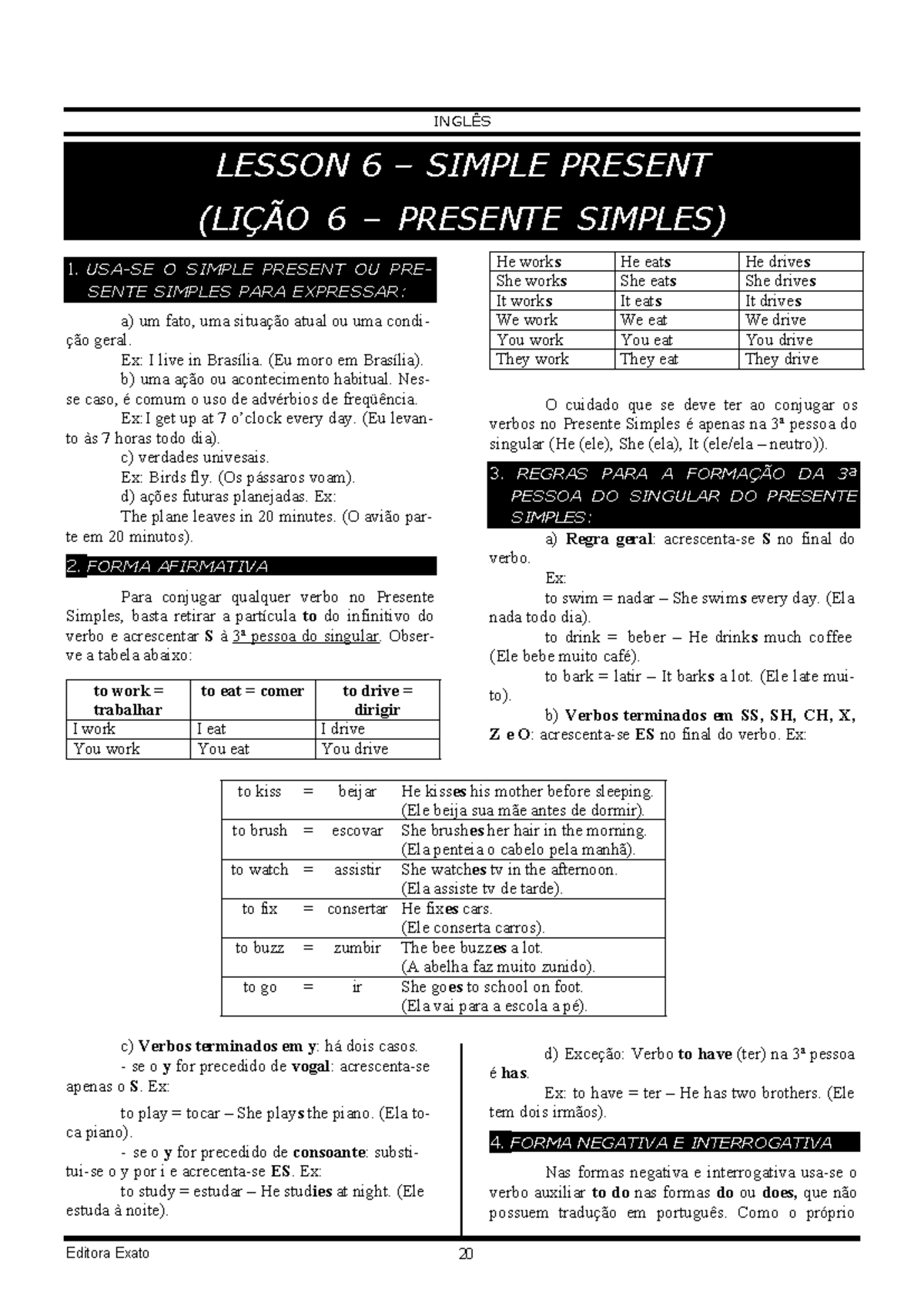 Lesson 6 simple present liao 6 presente simples - LESSON 6 – SIMPLE ...