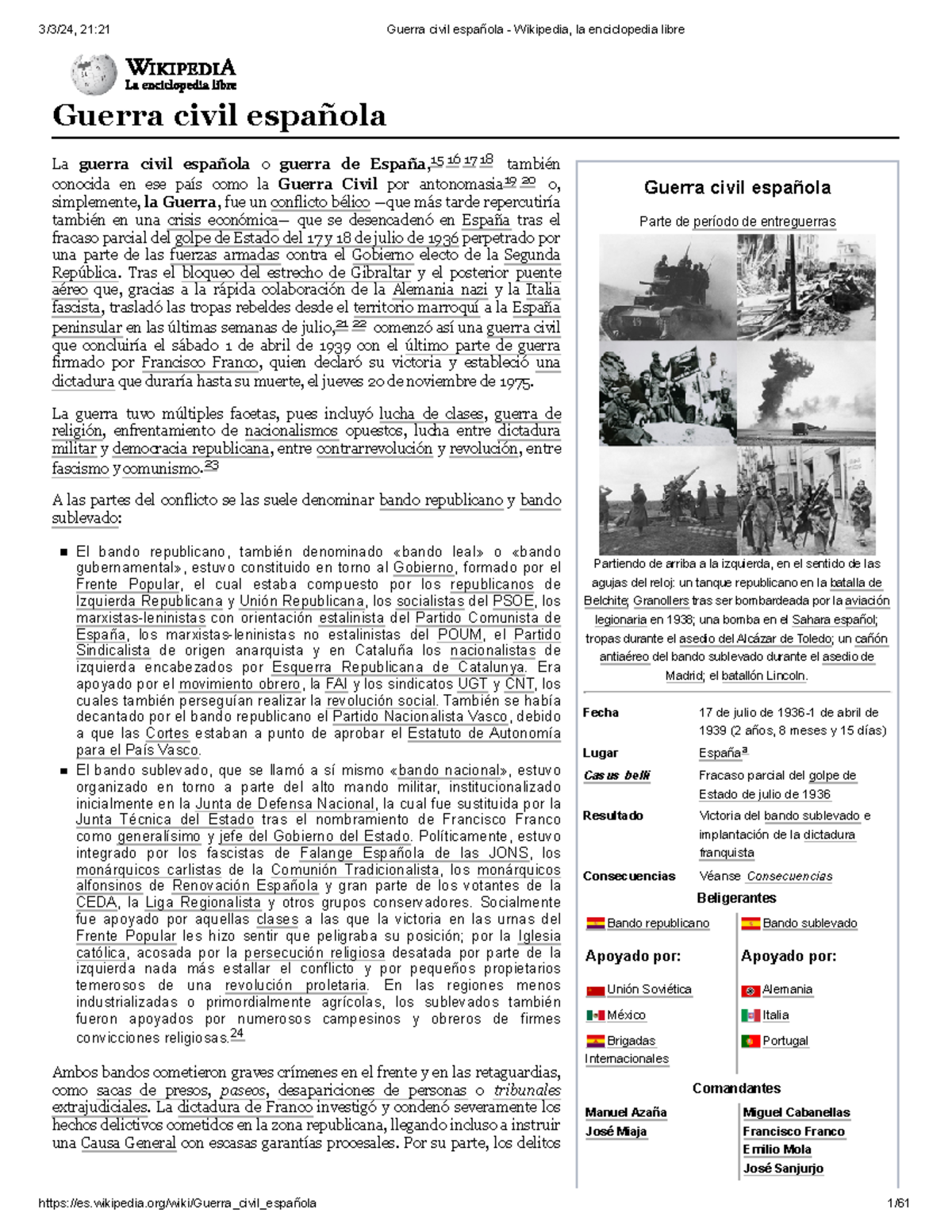 Guerra civil española - Resumen Historia universal contemporánea ...