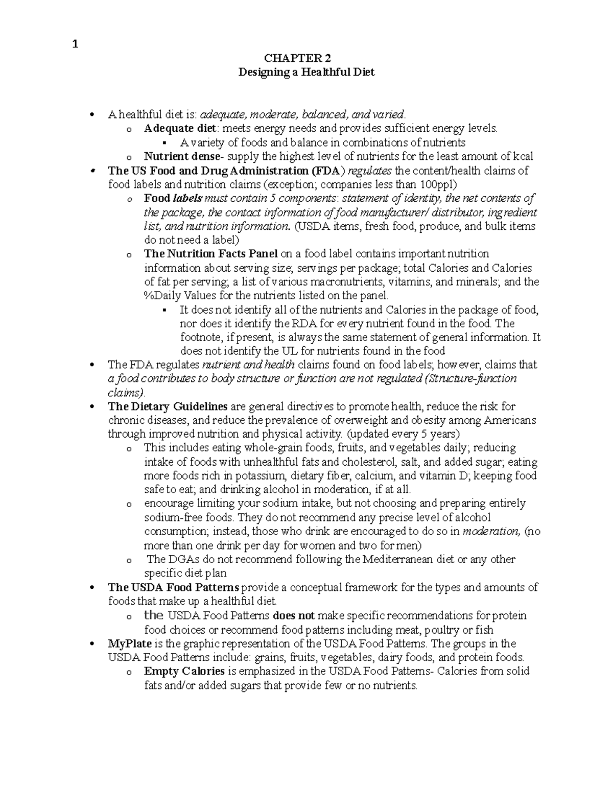 Nutrition:Food Studies 119- Chapter 2 - 1 CHAPTER 2 Designing a ...
