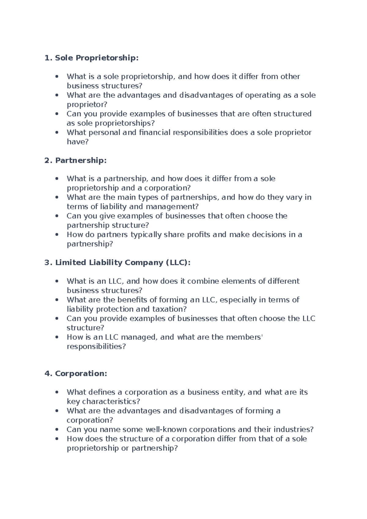 Types-of-business- Questions - Sole Proprietorship: What is a sole ...