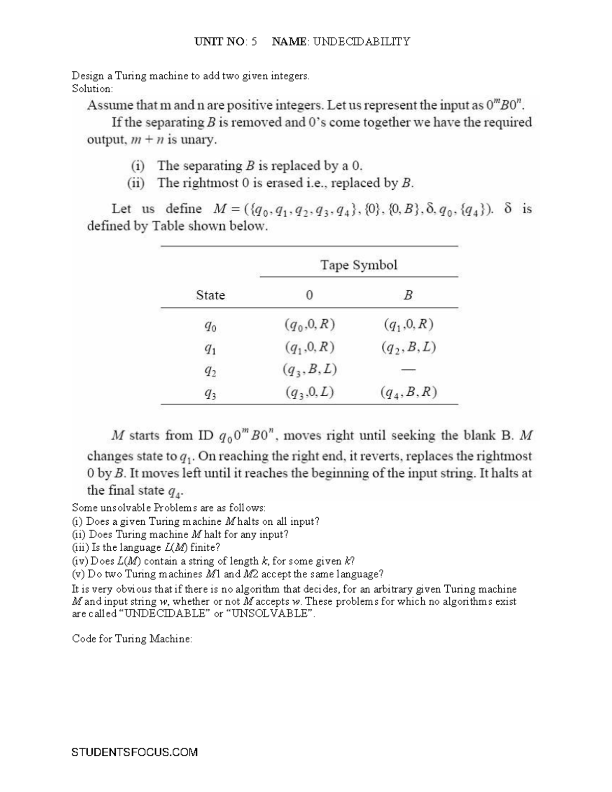 Undecidability ,diagonolization language, proof that Ld is not recursevely enumerable - UNIT NO ...