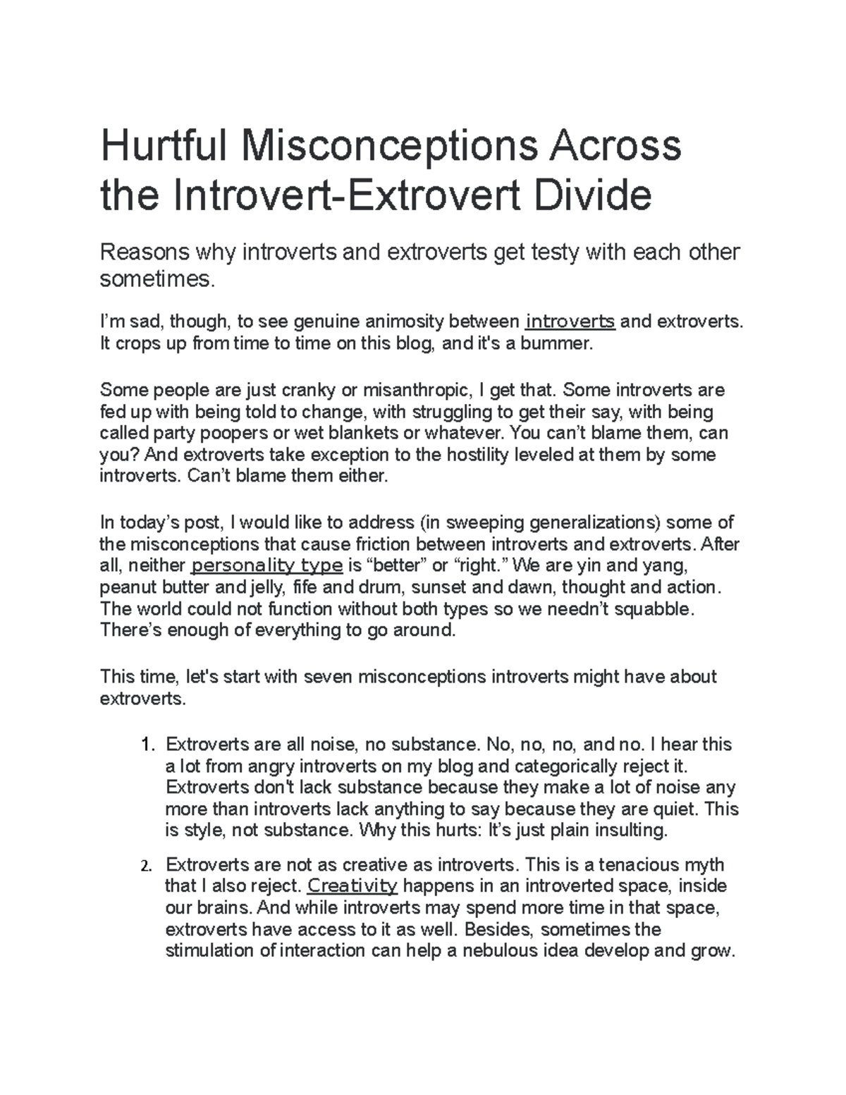 Introvert vs Extrovert - Hurtful Misconceptions Across the Introvert ...