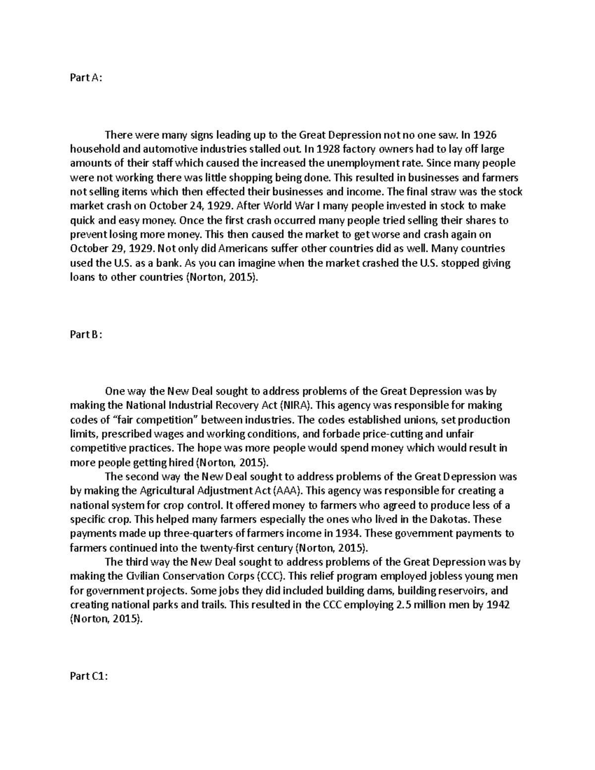 US History Perfomance Assessment 4 - Part A: There were many signs ...