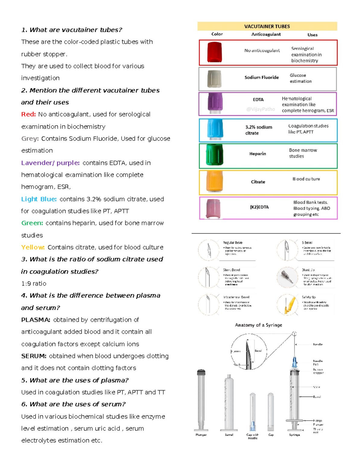 Tubes and Syringes - What are vacutainer tubes? These are the color ...