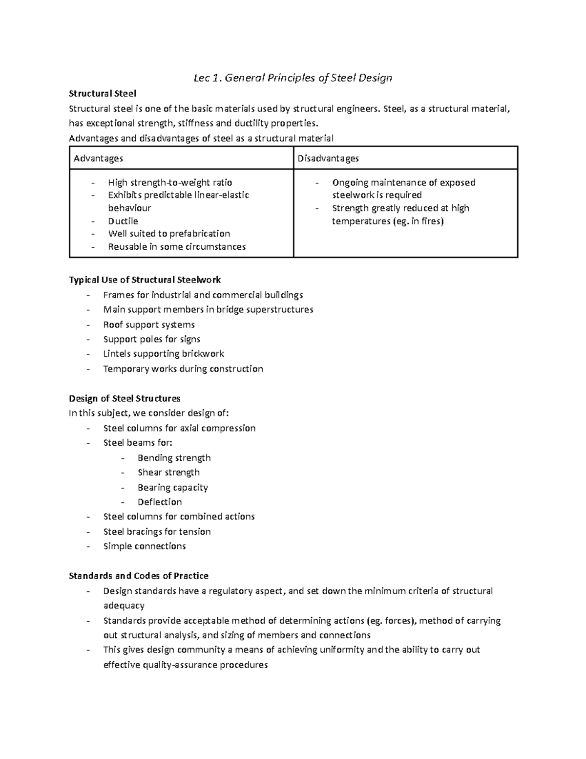 Lec 1 & 2 - Intro to Steel & General Principles of Steel Design - Lec 1 ...