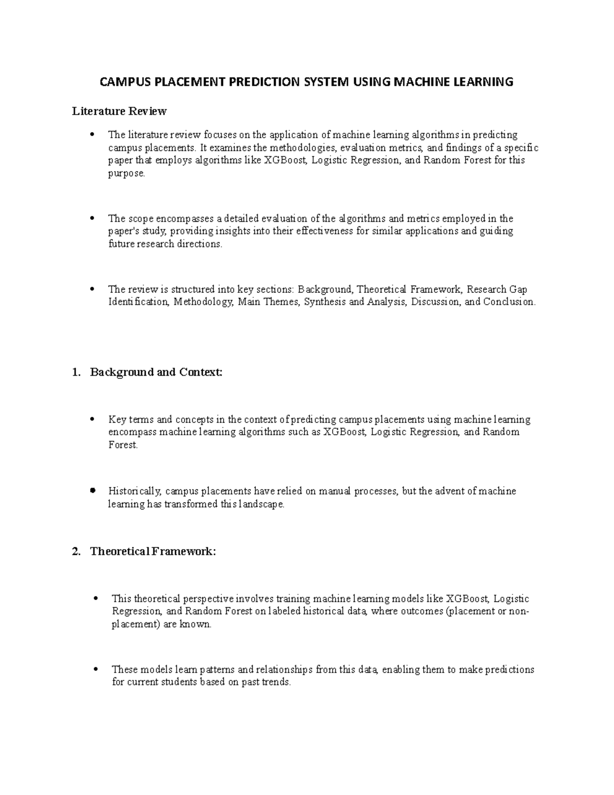 Article 1 - Summary of a paper - CAMPUS PLACEMENT PREDICTION SYSTEM USING MACHINE LEARNING - Studocu