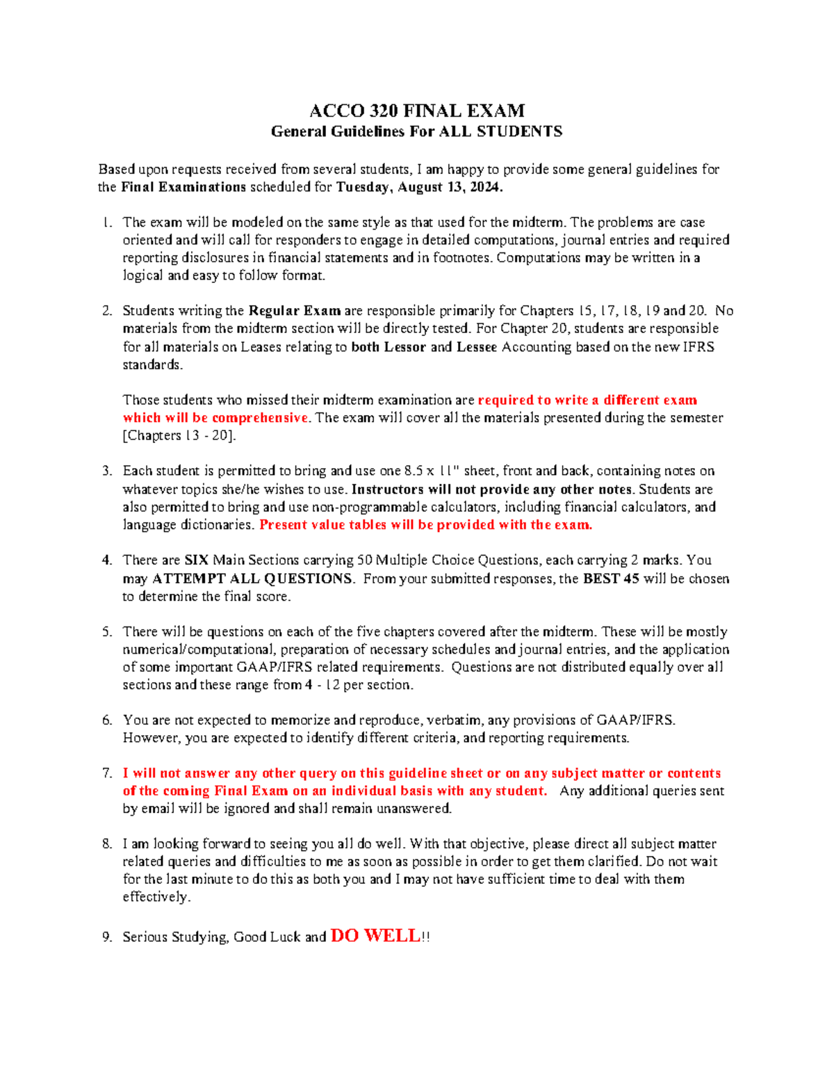 ACCO 320 Final EXAM Guidelines Summer II 2024 - ACCO 320 FINAL EXAM ...