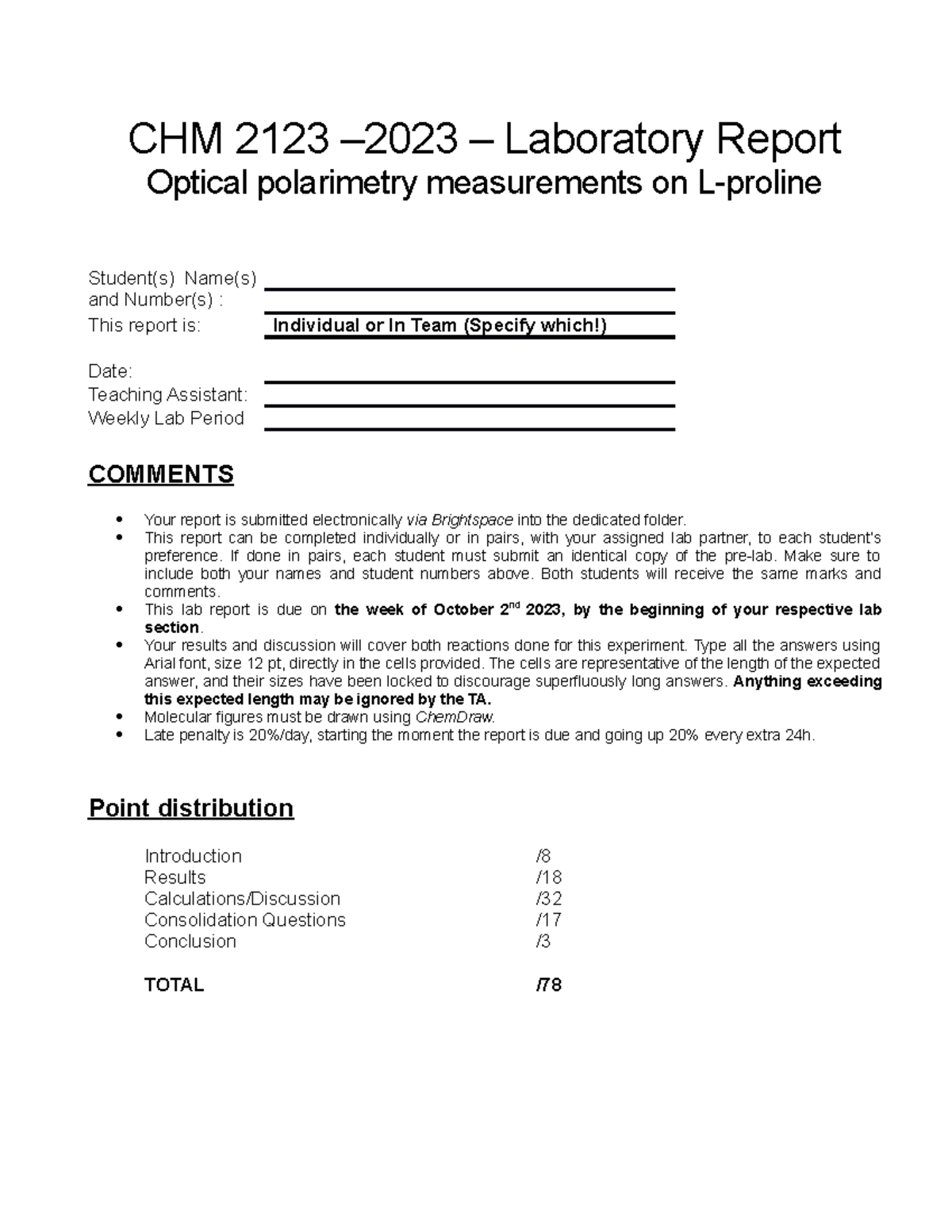 CHM2123 2023 Polarimetry Report - CHM 2123 –2023 – Laboratory Report ...