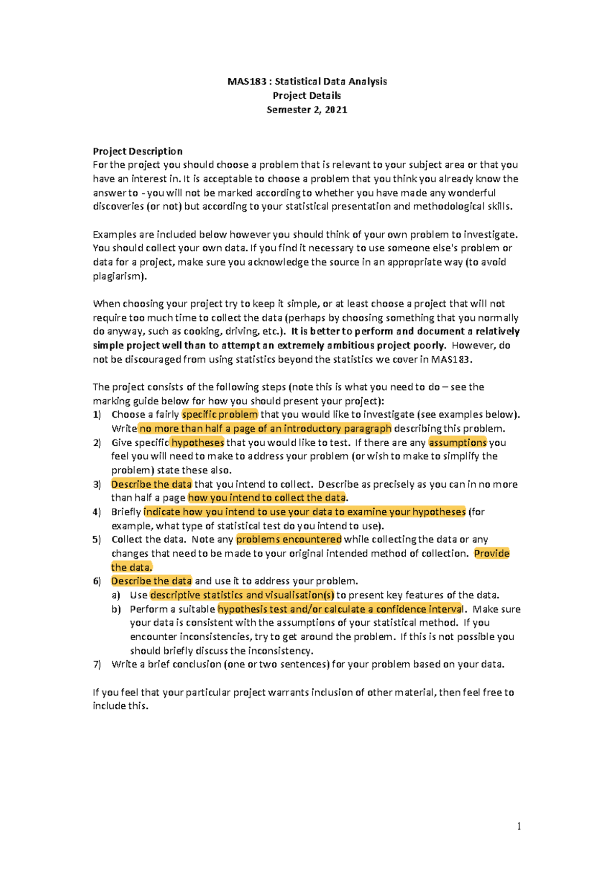 MAS183 projectdescription - MAS183 : Statistical Data Analysis Project ...