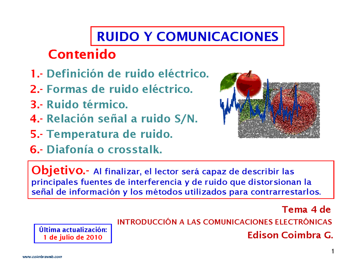 Características del ruido - RUIDO Y COMUNICACIONESRUIDO Y ...