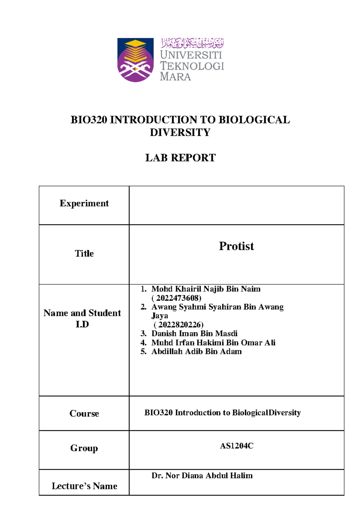 Front PAGE BIO320 - hehe - Introduction To Biological Diversity ...