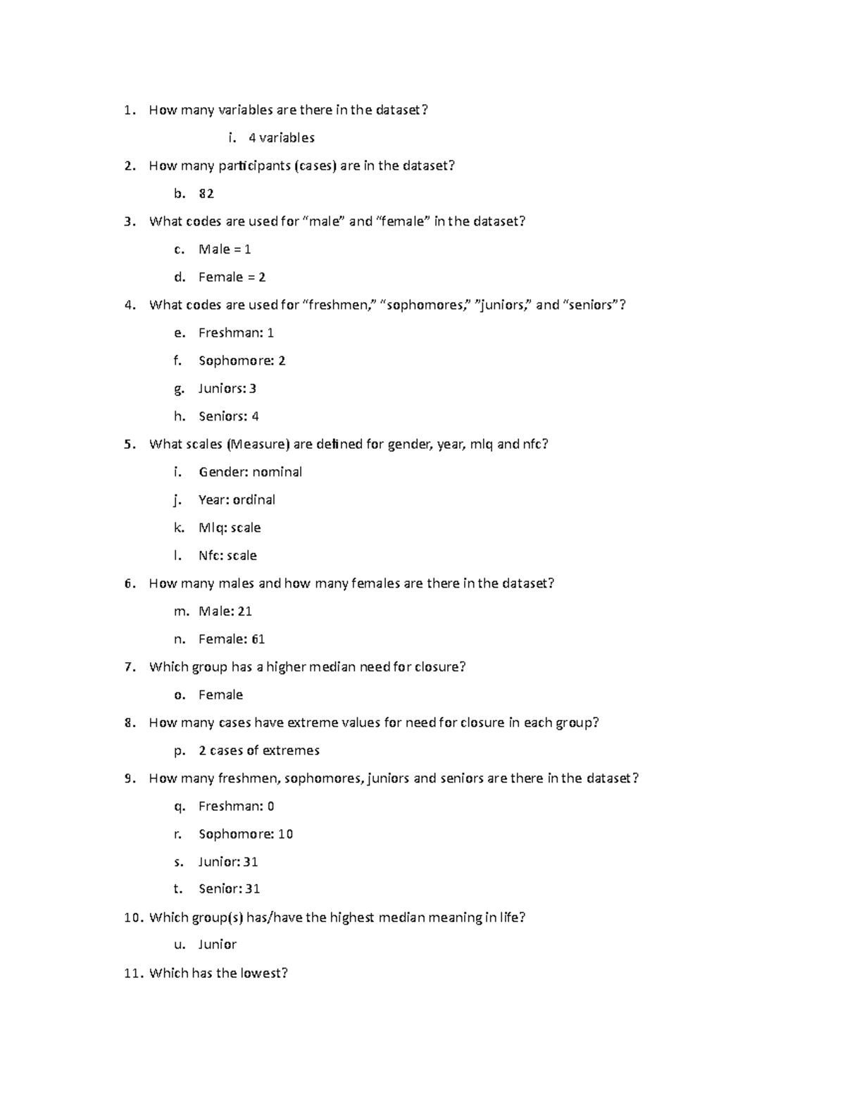 SPSS Assignment Chapter 2 - How many variables are there in the dataset? i. 4 variables How many ...