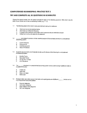 62478 - Past assessment - Computerised Bookkeeping (CPBK) FINAL EXAM ...