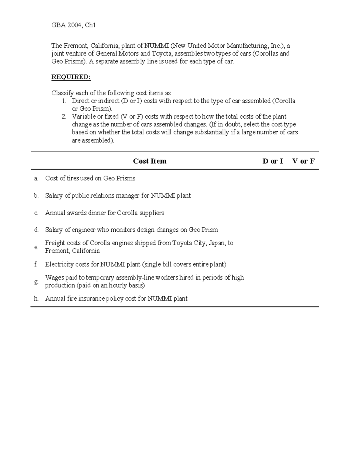 Ch1 In Class Examples Posting - GBA 2004, Ch The Fremont, California ...