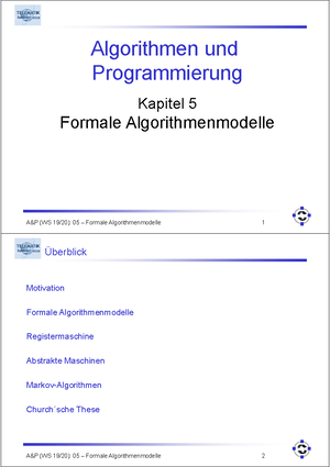 06 Algorithmen Eigenschaften - A&P (WS 19/20): 06 – Eigenschaften von ...