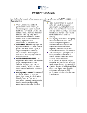 SPT 401 Journal 6 - SPT 401 Eric Moscato Journal 6 With my facility ...