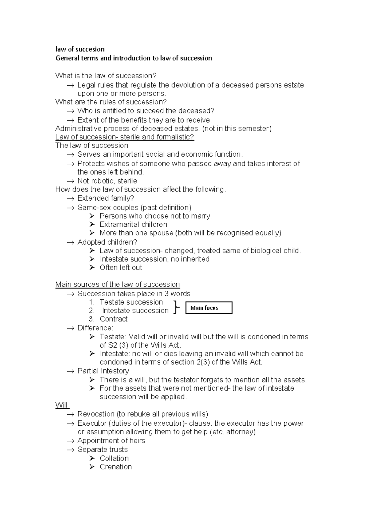 Intro to law succession - law of succesion General terms and ...