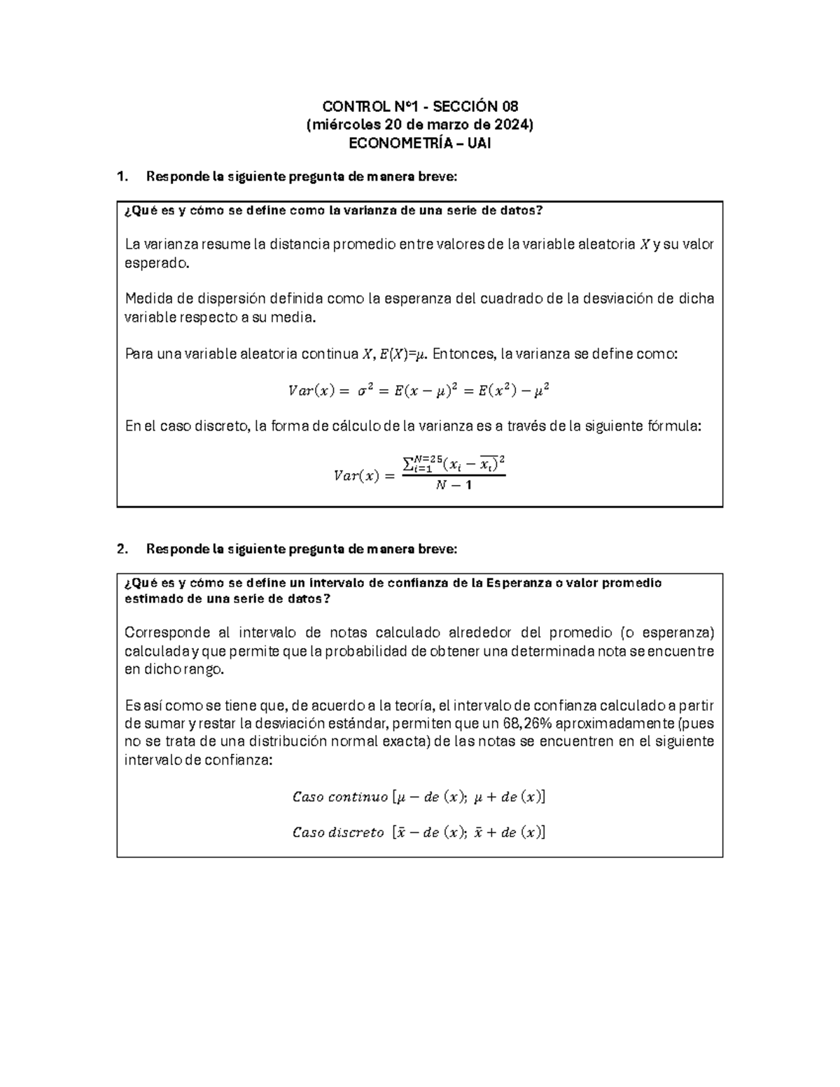 Pauta Control 1 - preparacion - CONTROL N°1 - SECCIÓN 0 8 (miércoles 20 ... Pauta Control 1 - preparacion - CONTROL N°1 - SECCIÓN 0 8 (miércoles 20 ...