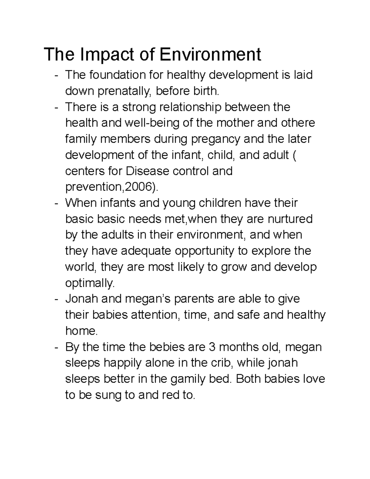 The Impact of Environment - The Impact of Environment The foundation ...