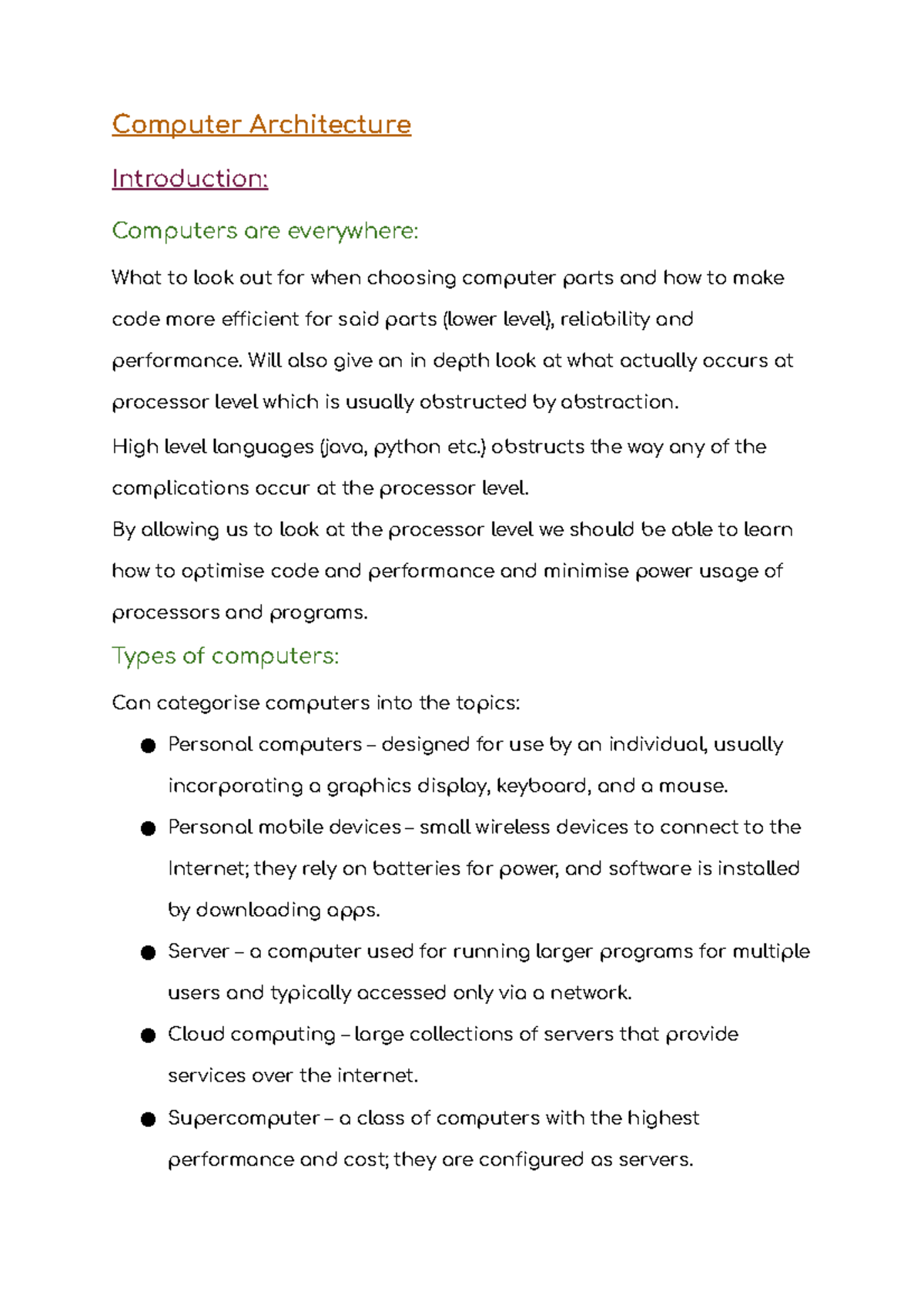 Arch Notes - Summary of computer architecture - Computer Architecture ...
