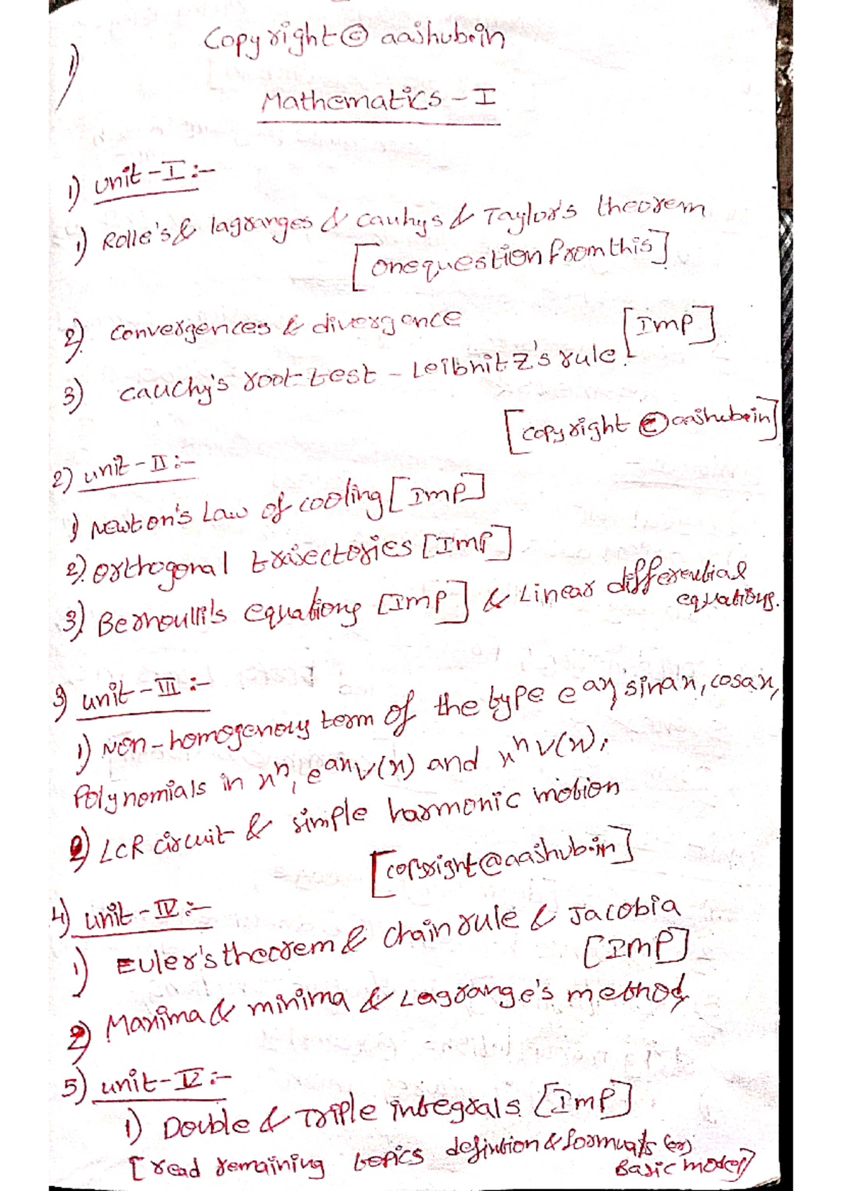 Mathematics -1 important questions - COMPUTER SCIENCE ENGINEERING ...