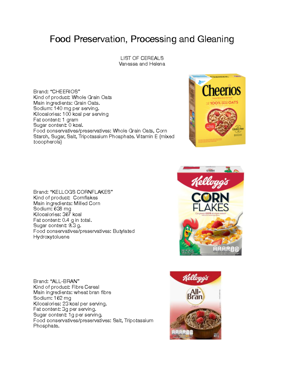 Cereal - Food Preservation, Processing and Gleaning LIST OF CEREALS ...