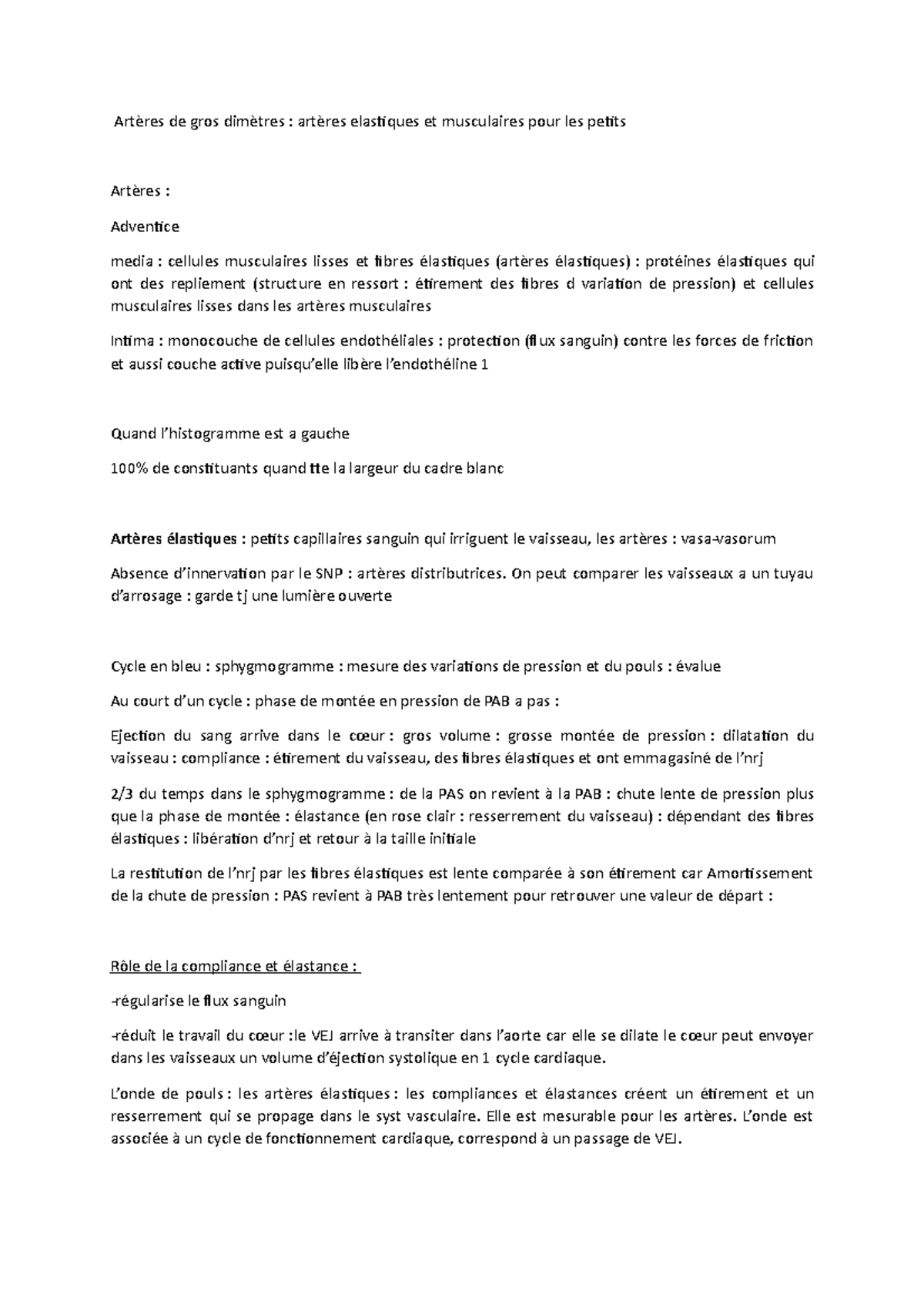 Circulation distanciel - Artères de gros dimètres : artères elastiques ...