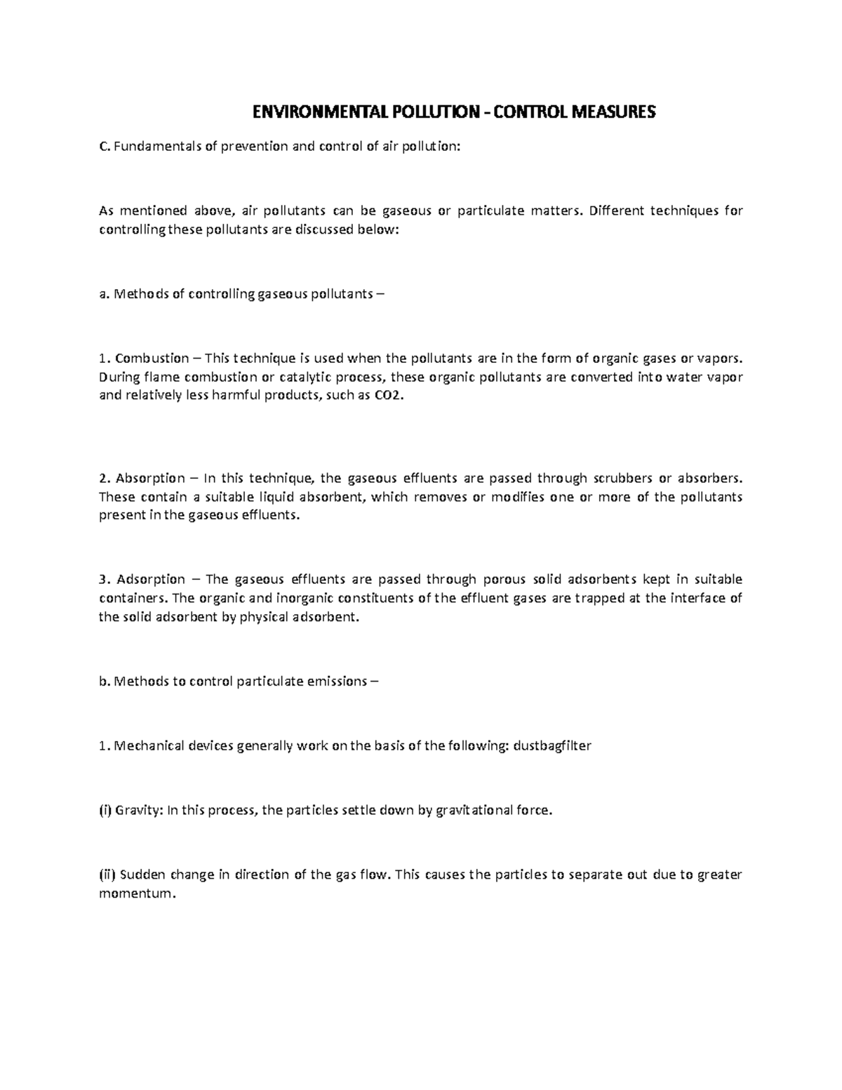 Environmental Pollution Control Measures - ENVIRONMENTAL POLLUTION - CONTROL MEASURES C. - Studocu
