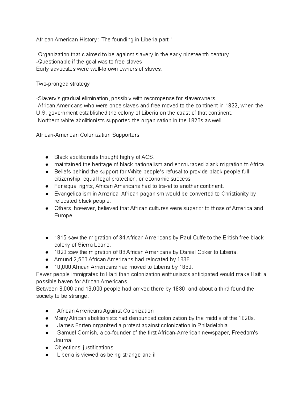 African American History - The founding in Liberia part 1 - Two-pronged ...