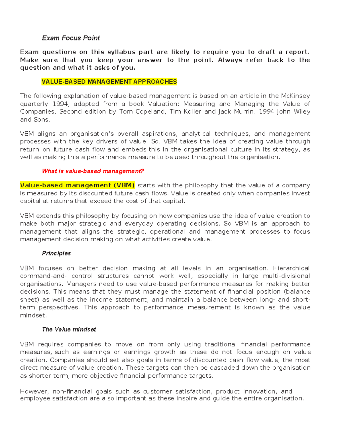Chapt 12 - Exam Focus Point Exam questions on this syllabus part are ...