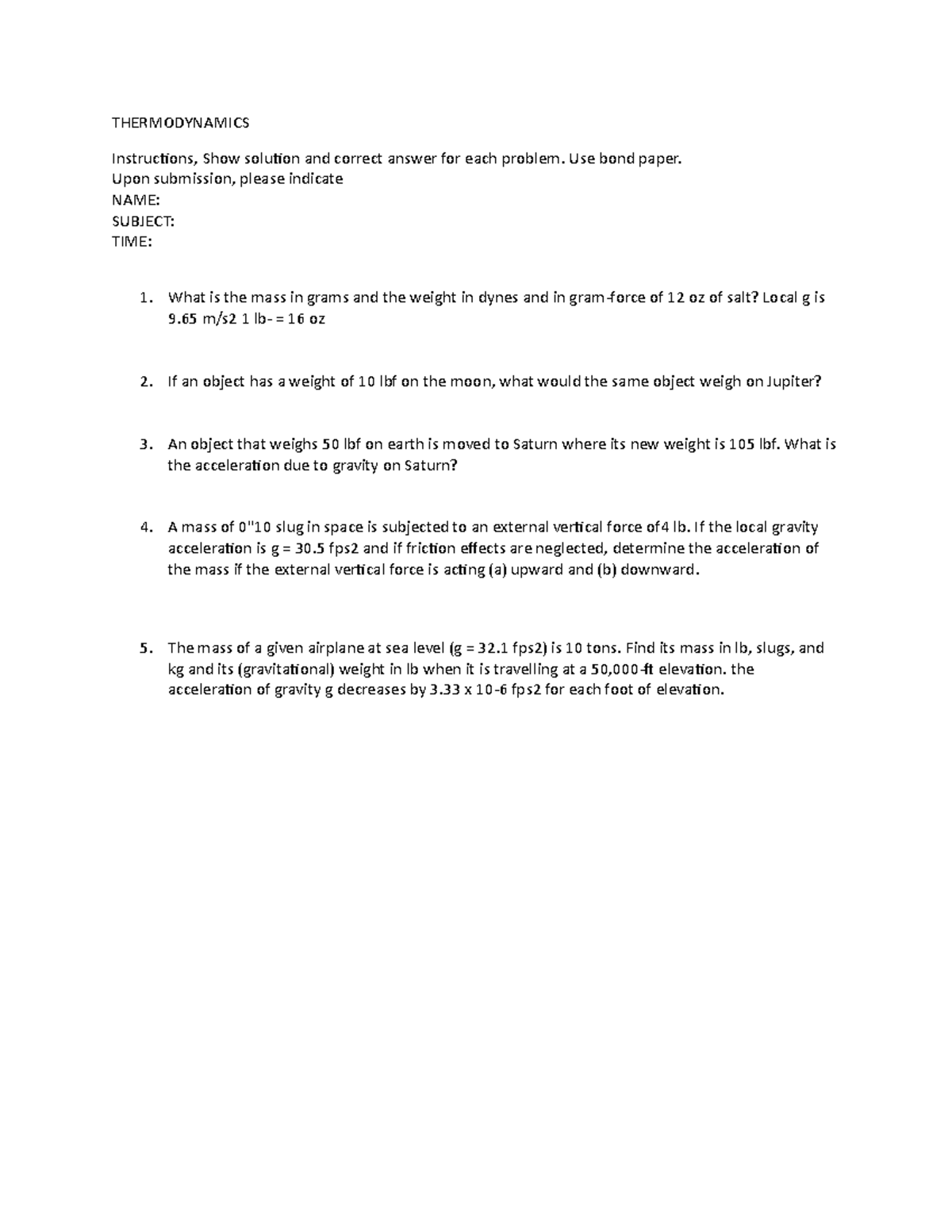 Thermodynamics-IE-Class - THERMODYNAMICS Instructions, Show solution ...