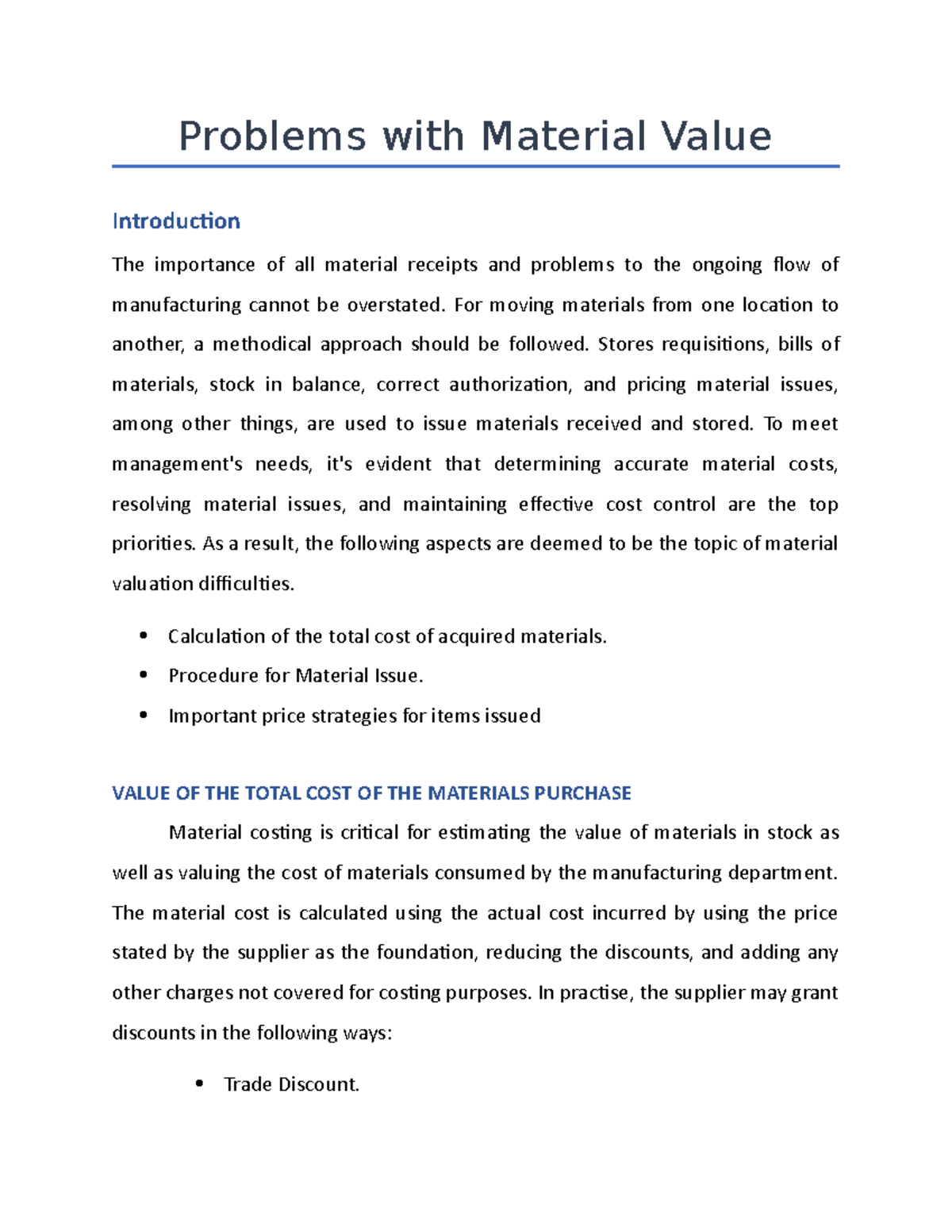 Problems with Material Value - Problems with Material Value ...