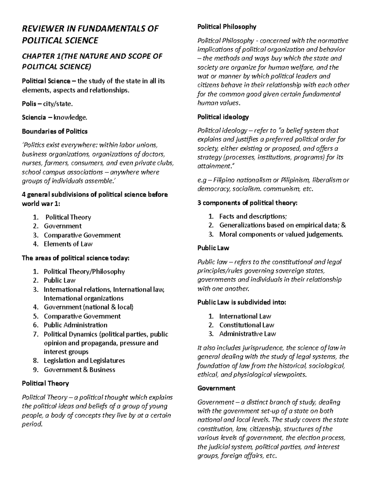 Reviewer Fundamentals - REVIEWER IN FUNDAMENTALS OF POLITICAL SCIENCE ...