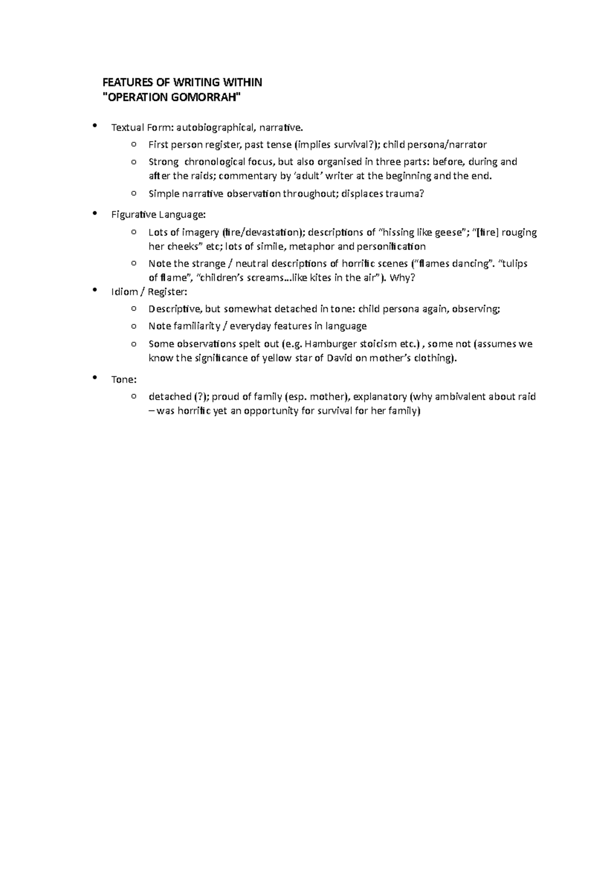Features of Writing - FEATURES OF WRITING WITHIN "OPERATION GOMORRAH ...