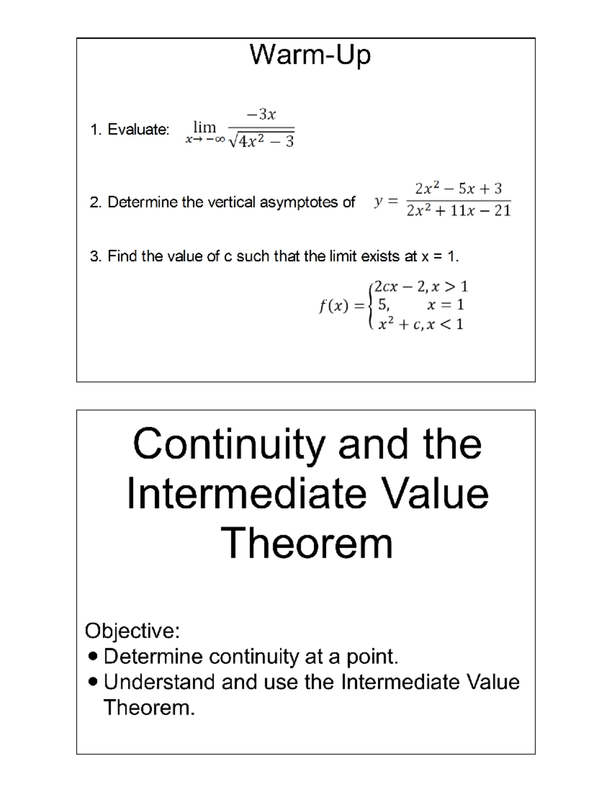4 continuity and the intermediate value theorem 1 - MAT 271 - Studocu